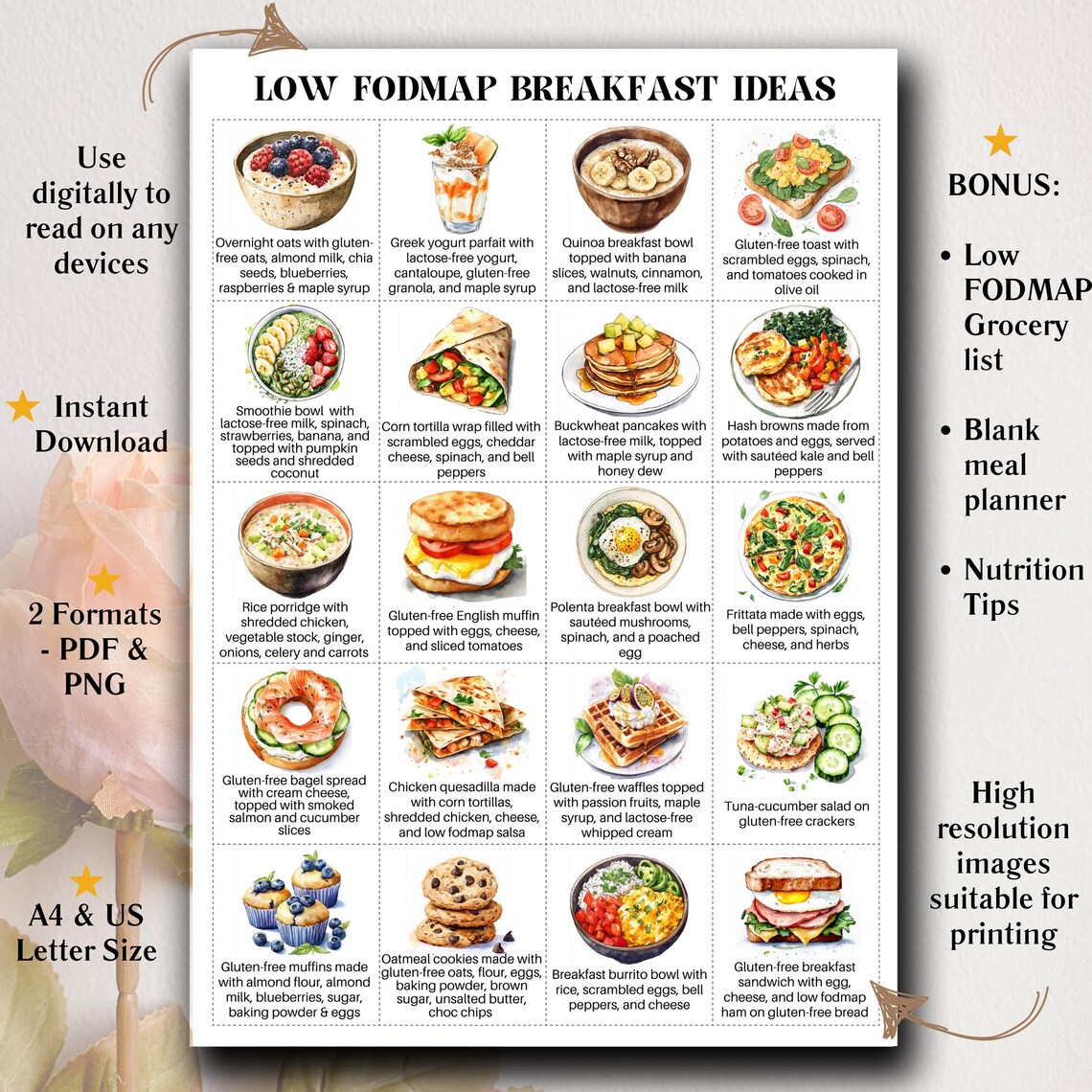 100 Low FODMAP Meal Ideas for FODMAP Meal Plan, Low FODMAP and Gluten ...