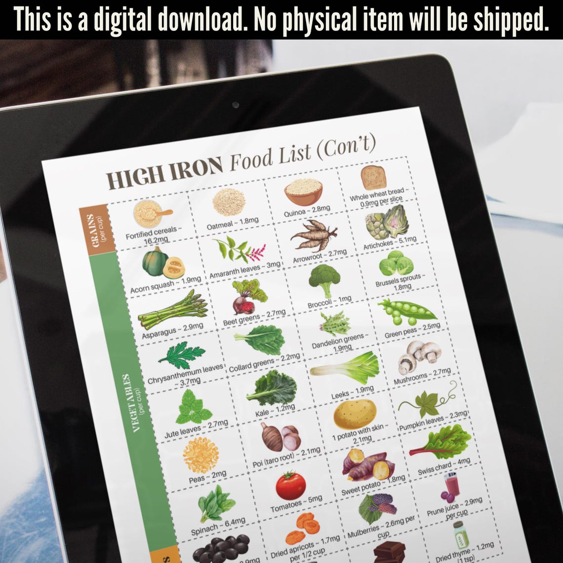 Iron Rich Food List, Iron Rich Foods Anemia, High Iron Food List, Food ...