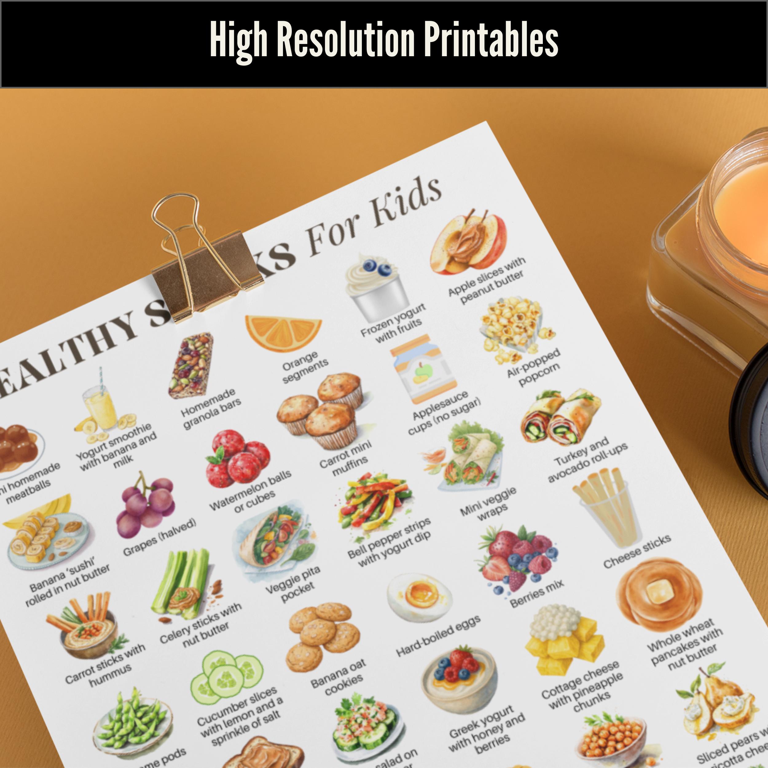 Healthy Snacks for Kids PDF, Quick Snacks for Children Printable, Easy ...