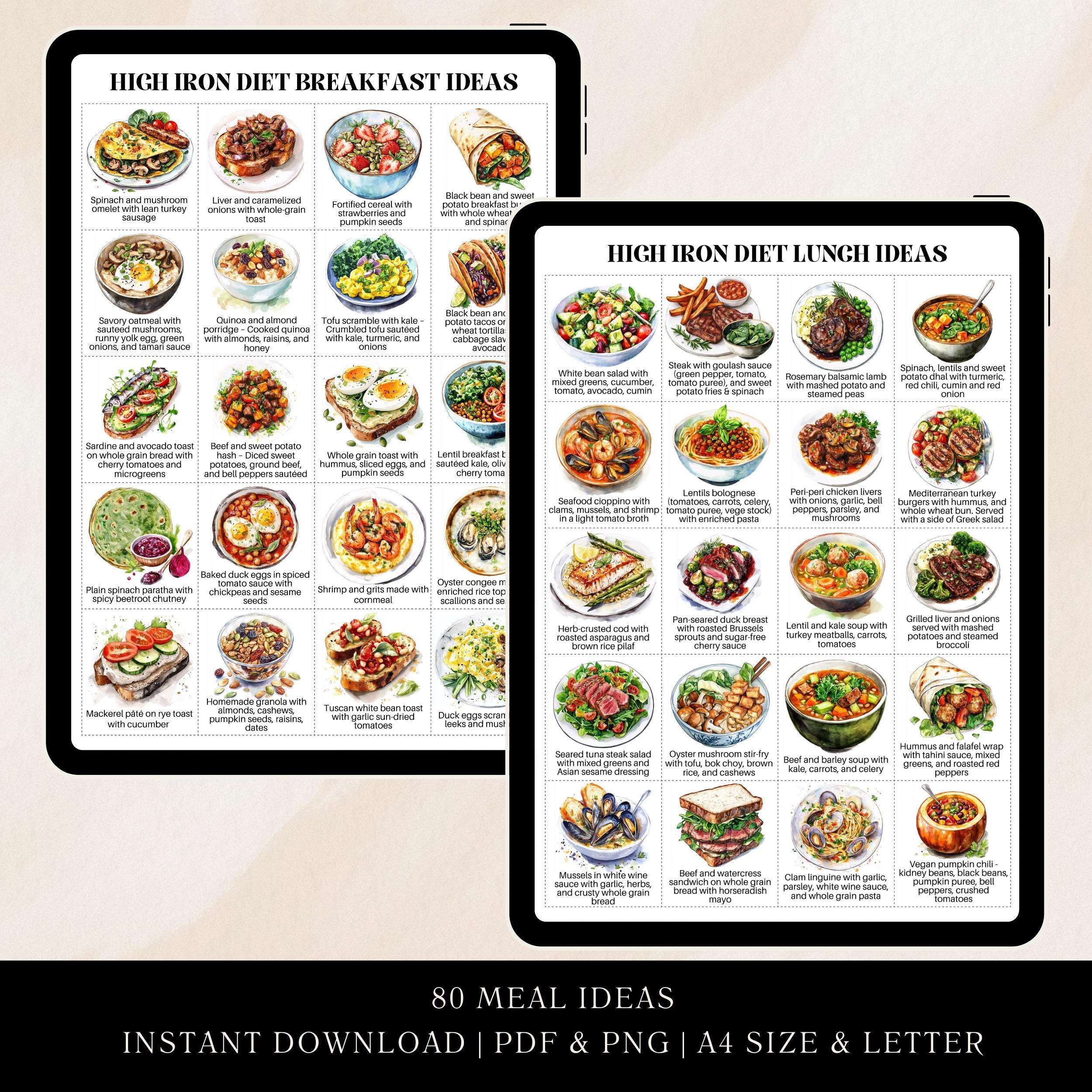 80 Iron Rich Meal Ideas for High Iron Diet Meal Plan, Iron Rich Foods ...
