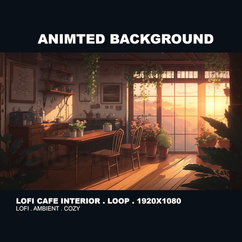 Vtuber Animated Background/ Cosy Lofi Cafe/ Looped Vtuber Twitch Stream ...