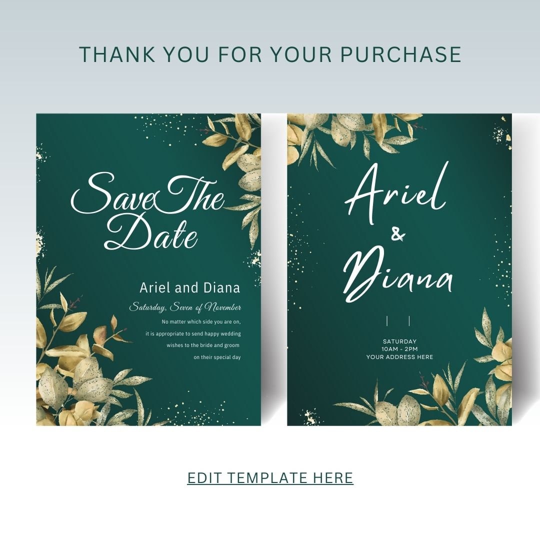 Canva Templete Premium Wedding Card - Etsy Canada