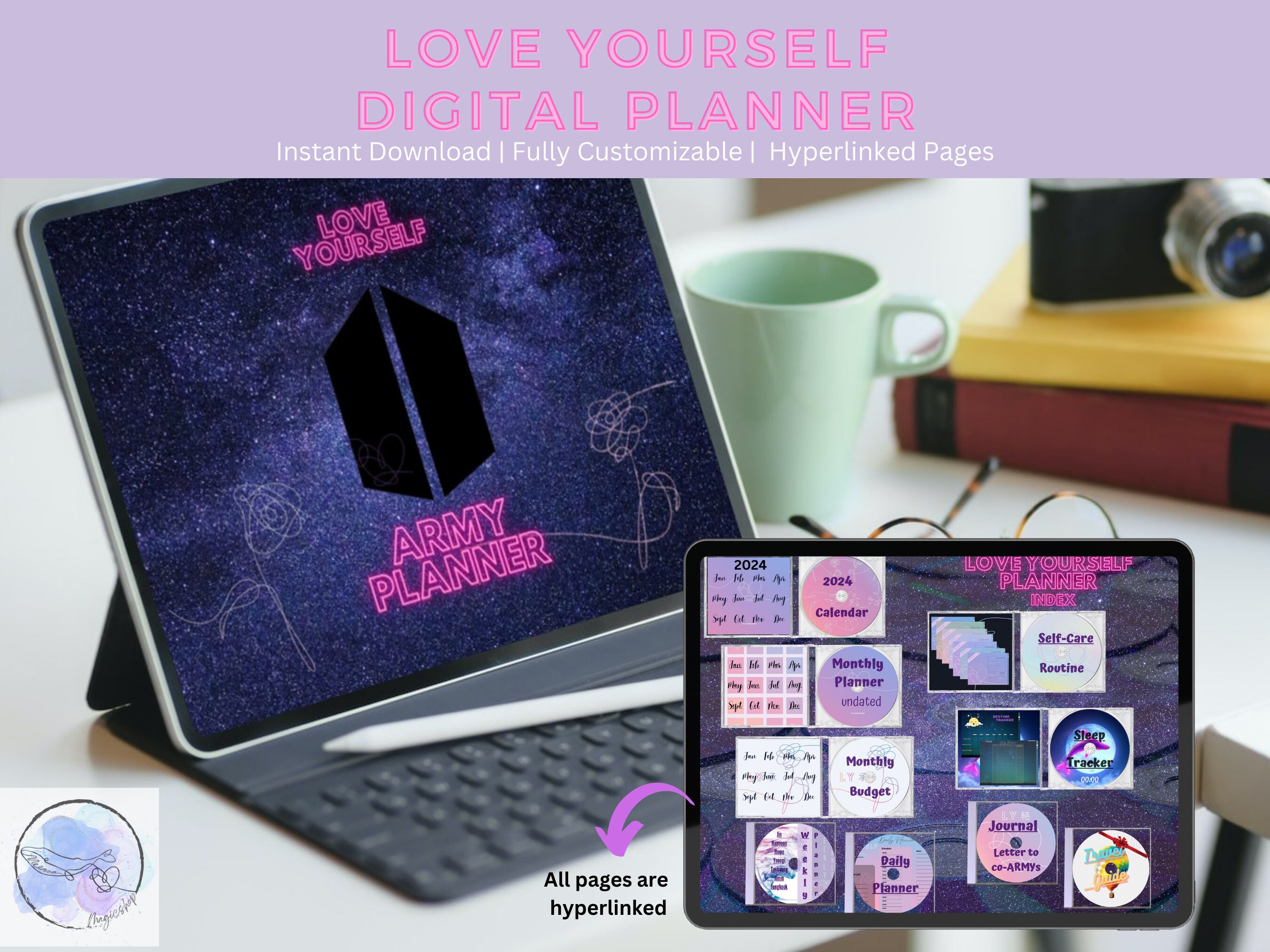 BTS 2024 Calendar/undated Digital Planner Purple | Digital Planner PDF ...