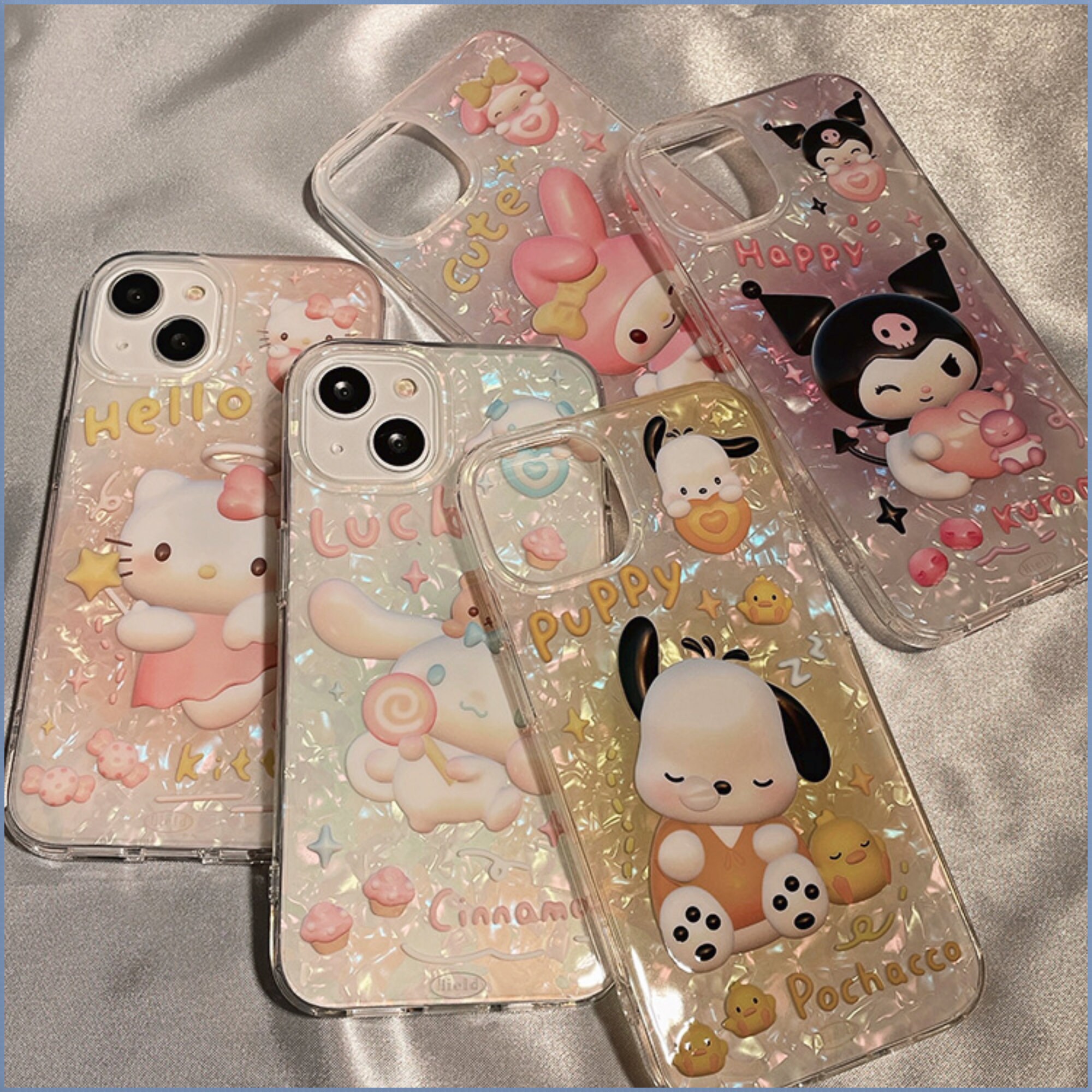 Kawaii Cute Cartoon Couple Cinnamon Baby Pink Dog Cat Pattern - Etsy