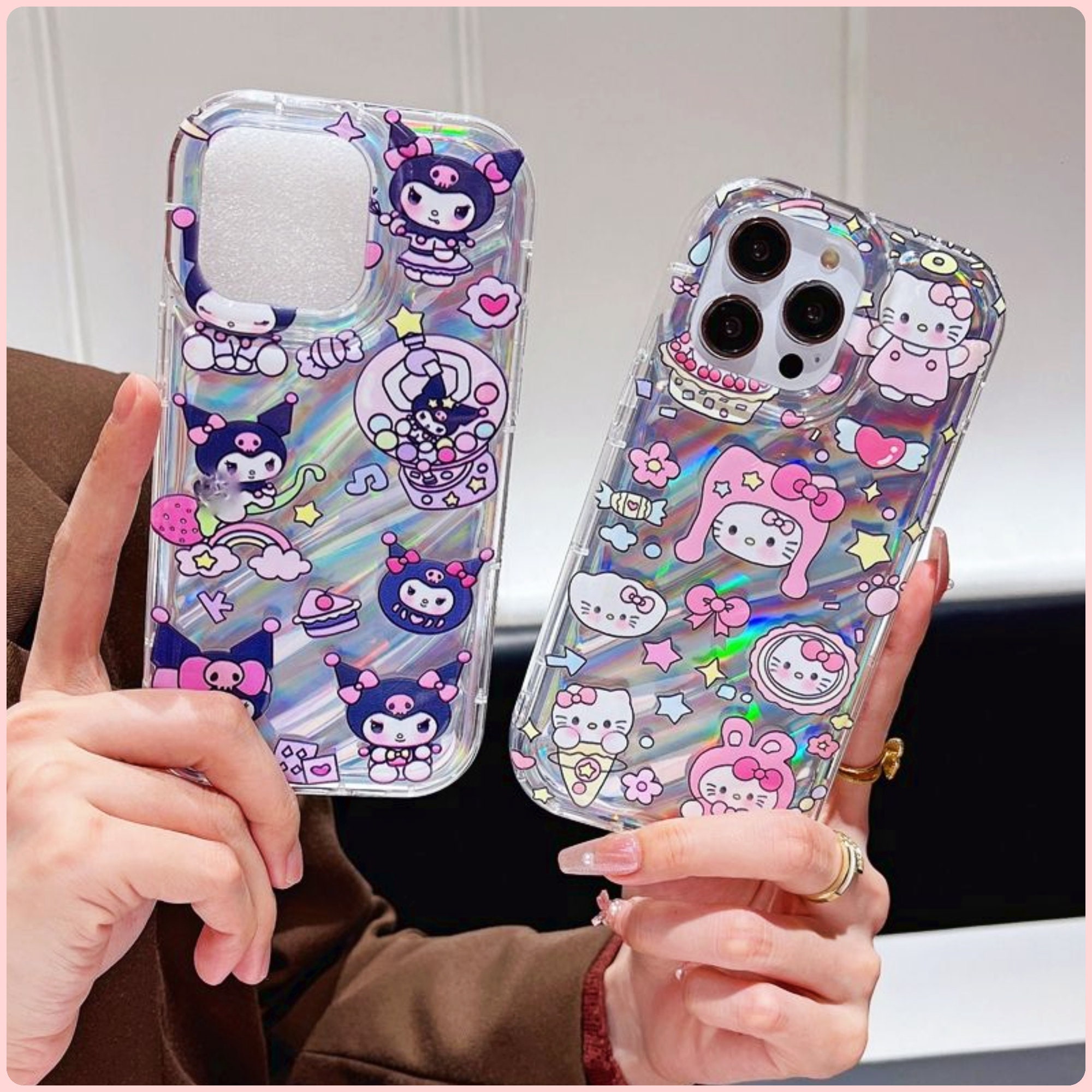 Kawaii Cute Cartoon Couple Baby Pink Cat Girl Heart Laser - Etsy