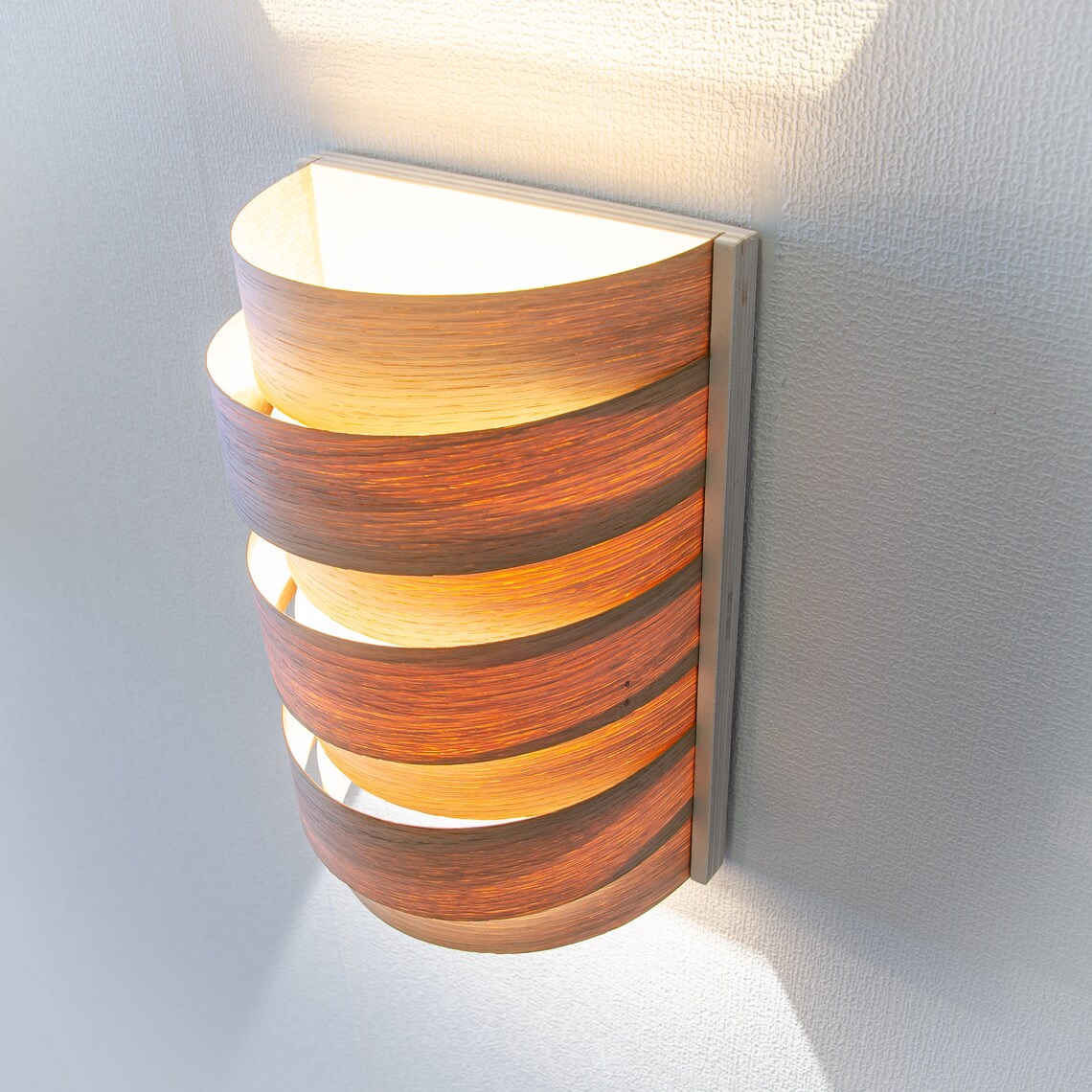 Oak Veneer Wooden Wall Lamp Unique Wall Sconce for Bedroom or Living ...