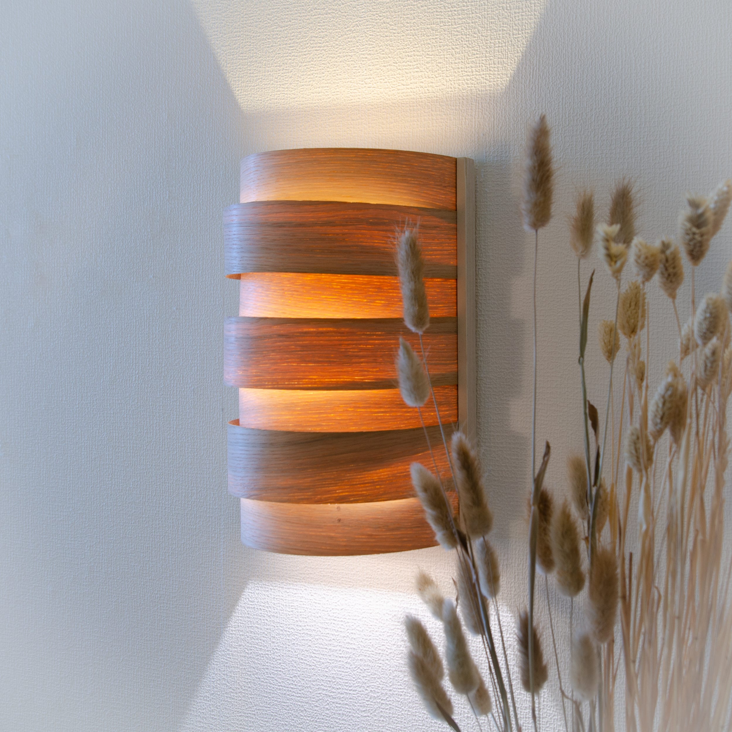 Oak Veneer Wooden Wall Lamp Unique Wall Sconce for Bedroom or Living ...