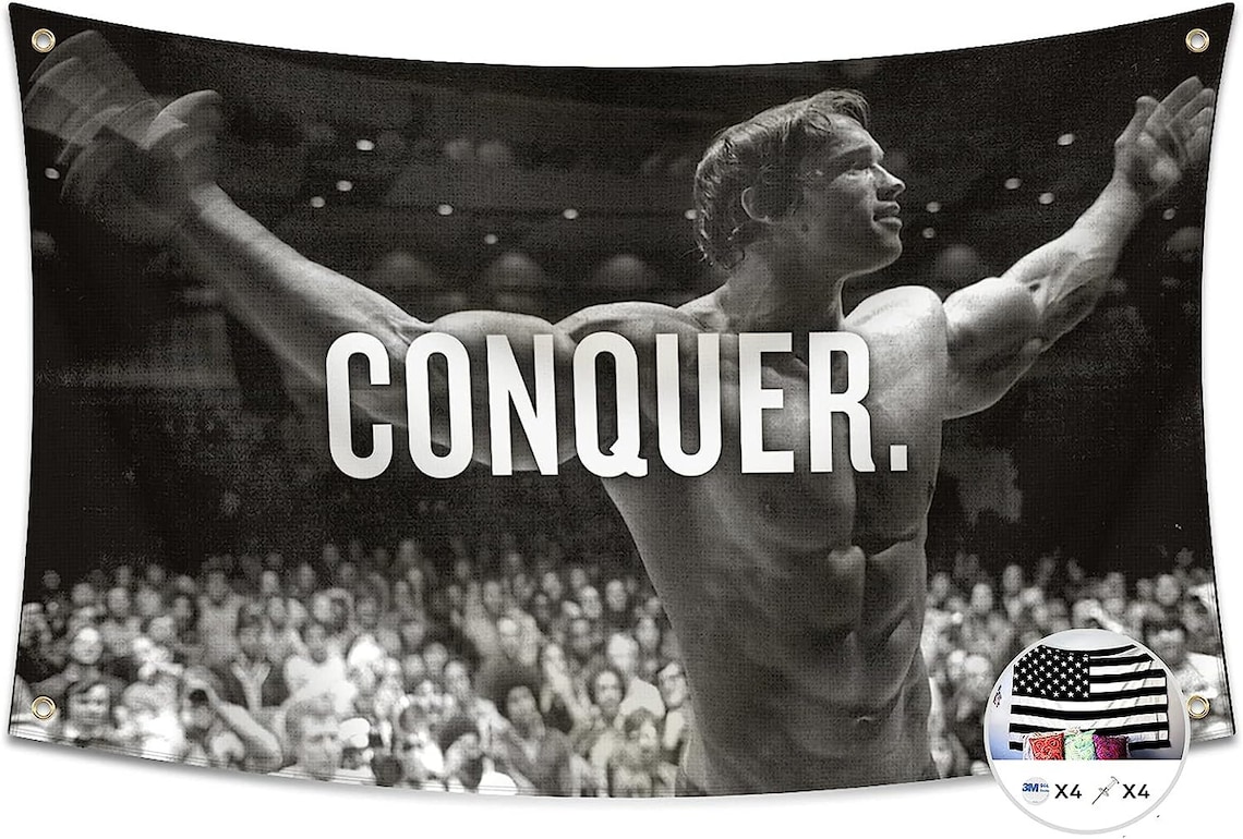 Arnold Schwarzenegger Conquer Gym Flag - Etsy