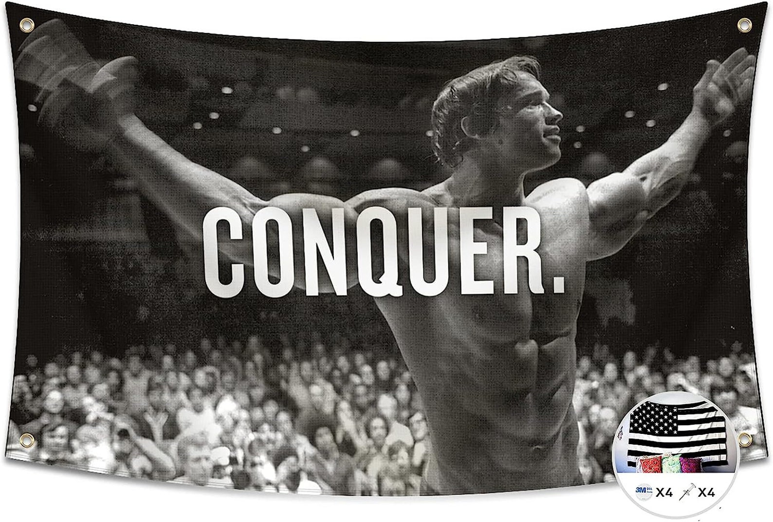 Arnold Schwarzenegger Conquer Gym Flag - Etsy