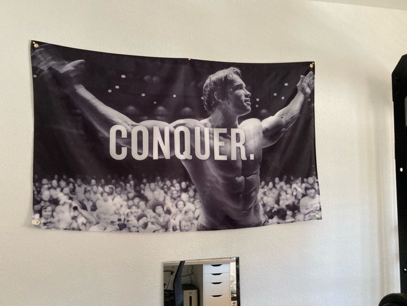 Arnold Schwarzenegger Conquer Gym Flag - Etsy