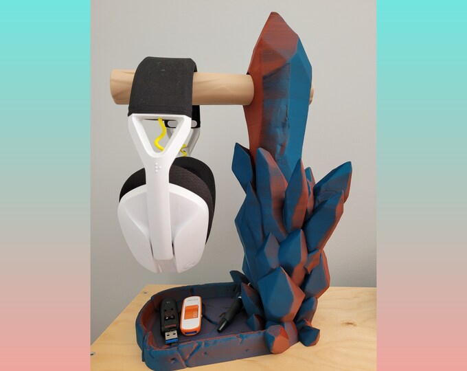 3D Printed Headphone Crystal Stand - Elegant Desk Accessory & Holder ...