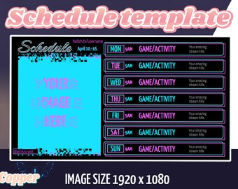 Neon Vtuber Schedule Template Vtuber Schedule Purple Twitch Schedule ...