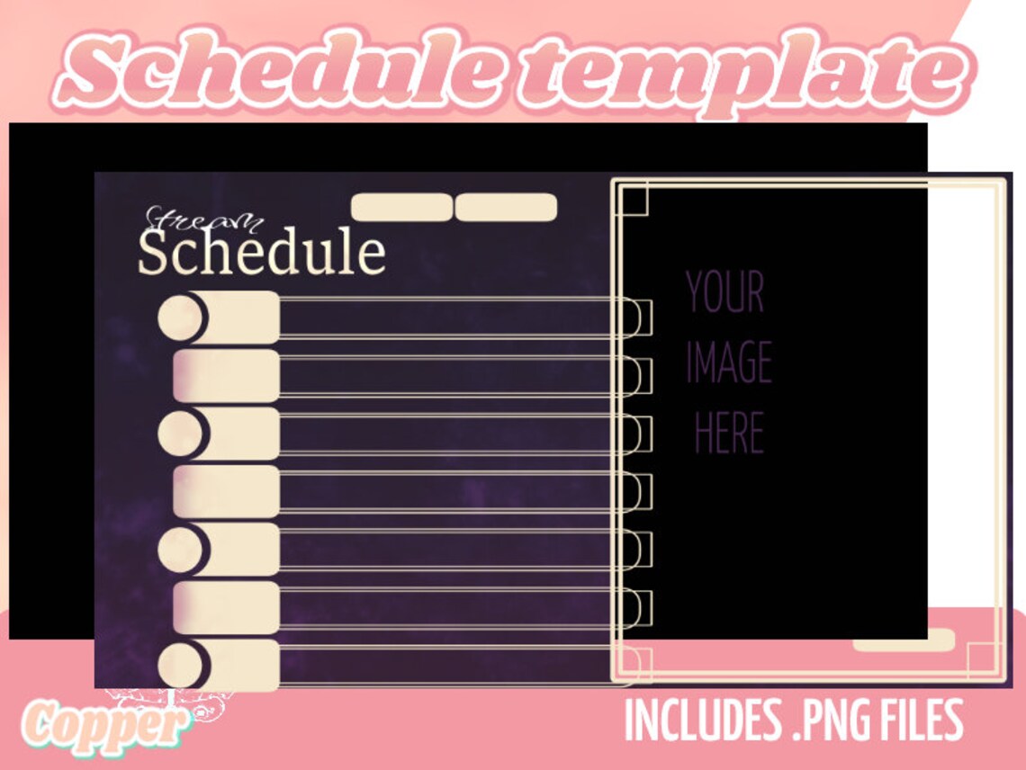 Vtuber Stream Schedule Graphic Template: Gold and Purple - Etsy