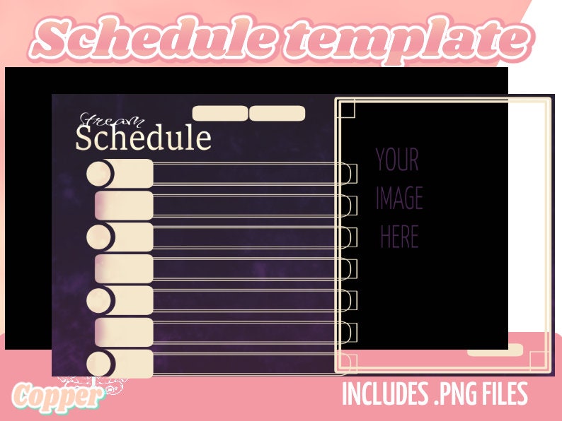Vtuber Stream Schedule Graphic Template: Gold and Purple - Etsy