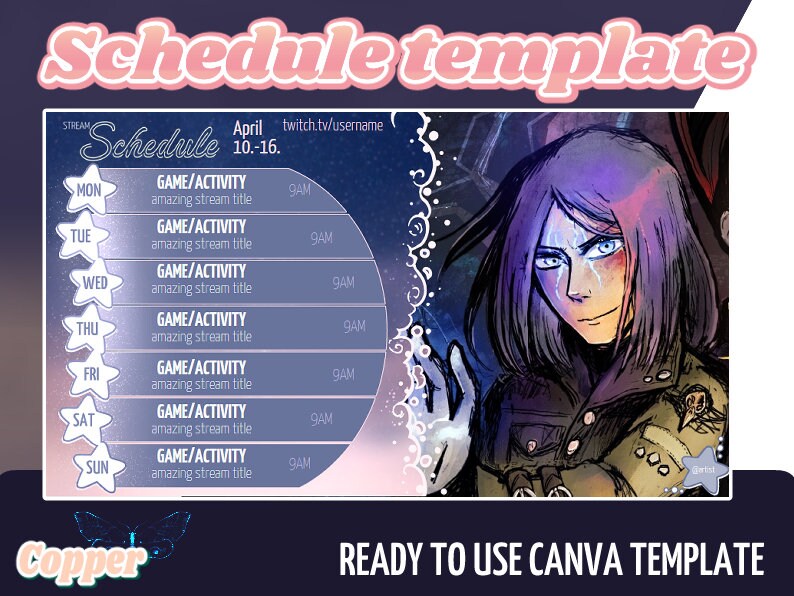 Vtuber Stream Schedule Graphic Template: Starry Sky - Etsy