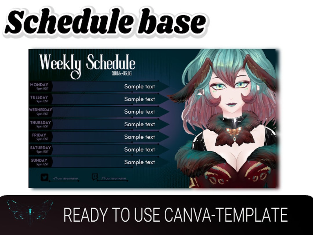 Vtuber Stream Schedule Graphic Template: Gloomy Doom - Etsy