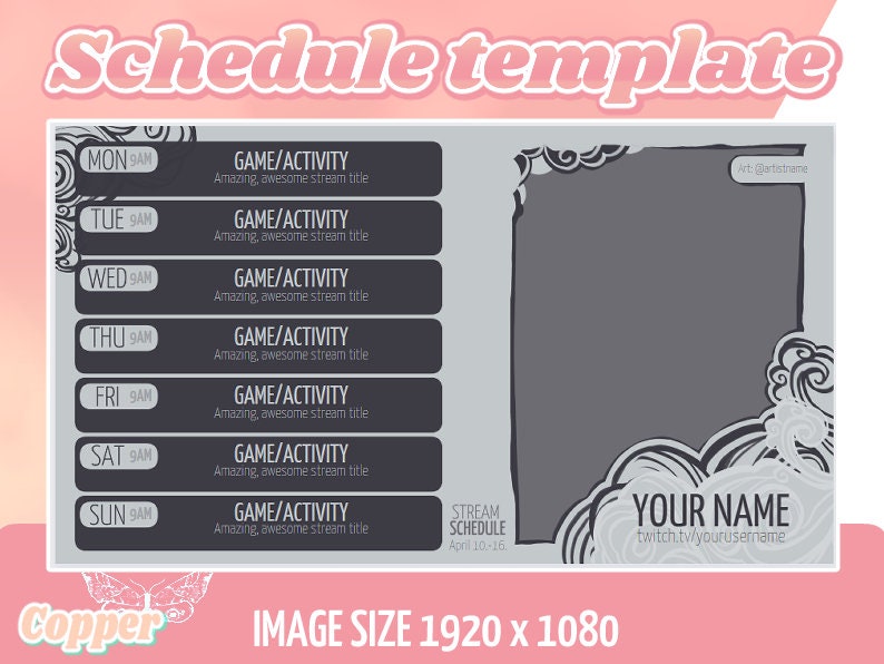 Vtuber Stream Schedule Graphic Template: Clouds - Etsy