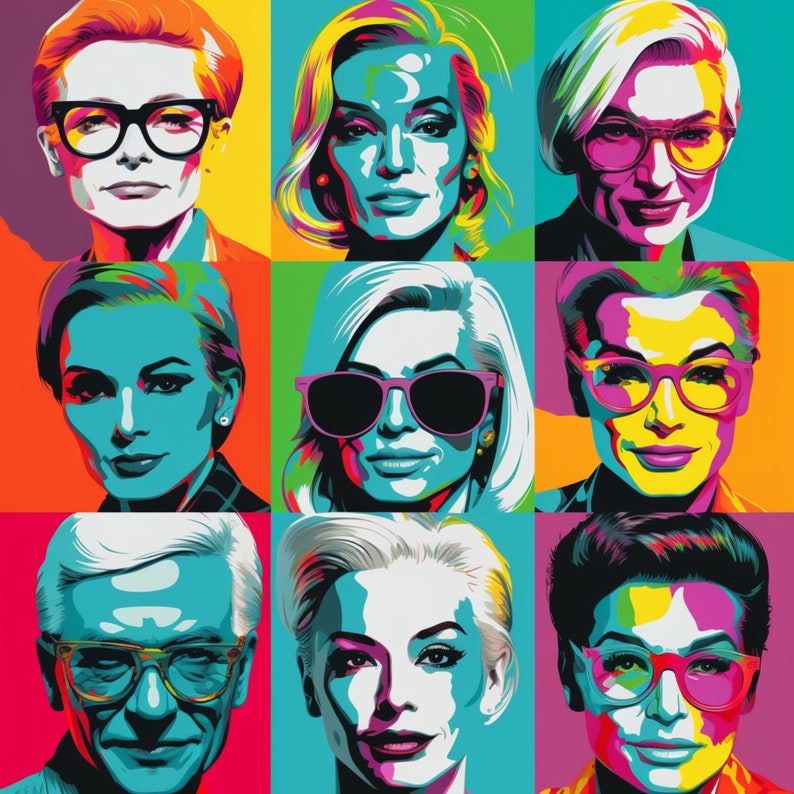 Celebrity Portraits, Vibrant Pop Culture Icons, Modern Pop Art, Graphic ...