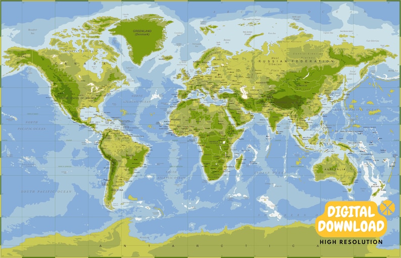 Detailed Vintage World Map, Digital Download, High Resolution, Edible ...