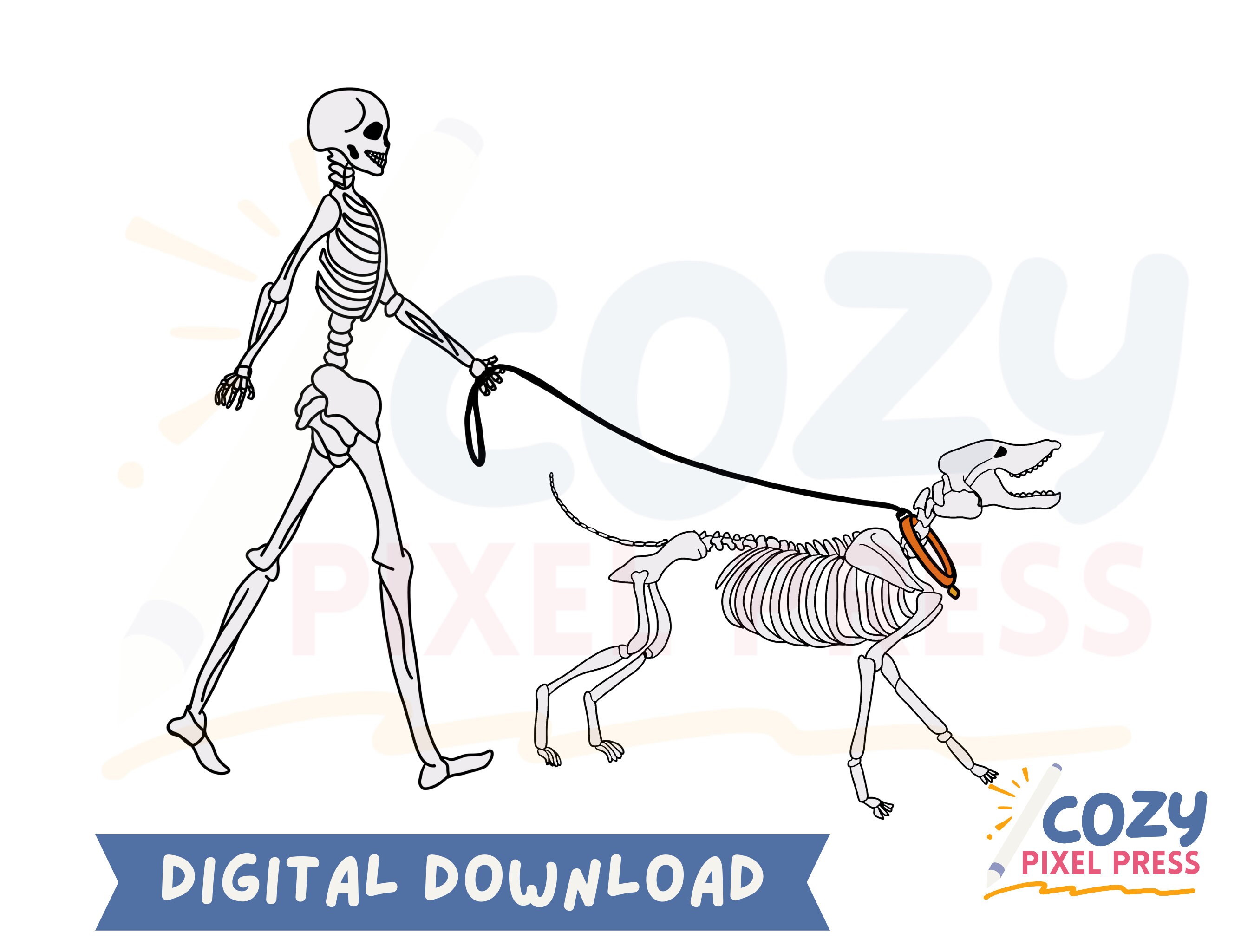 Halloween Skeleton Cute Shirt PNG Walking Dog Halloween - Etsy