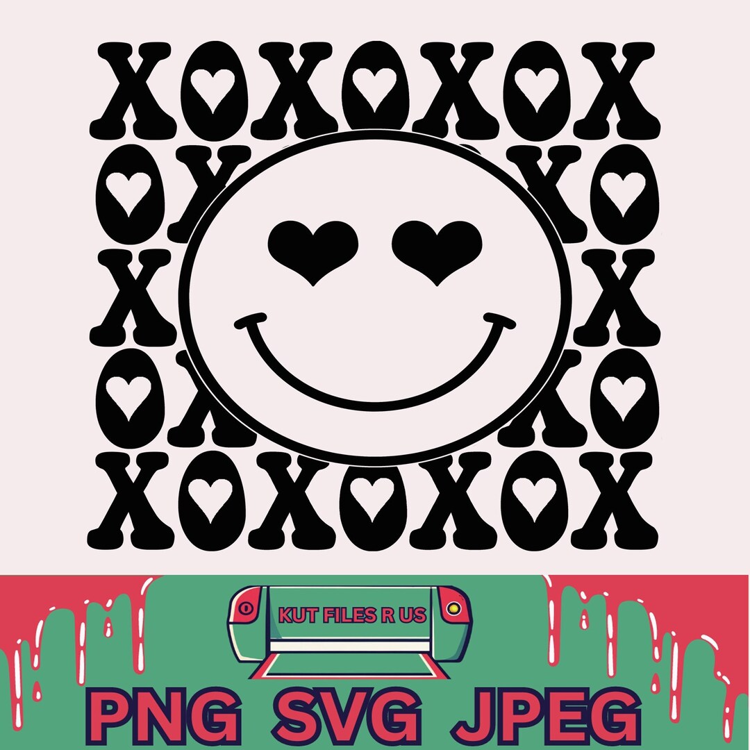 Love Happy Face SVG, XOXO Svg, Love Heart Svg, Heart Eyes Happy Face ...