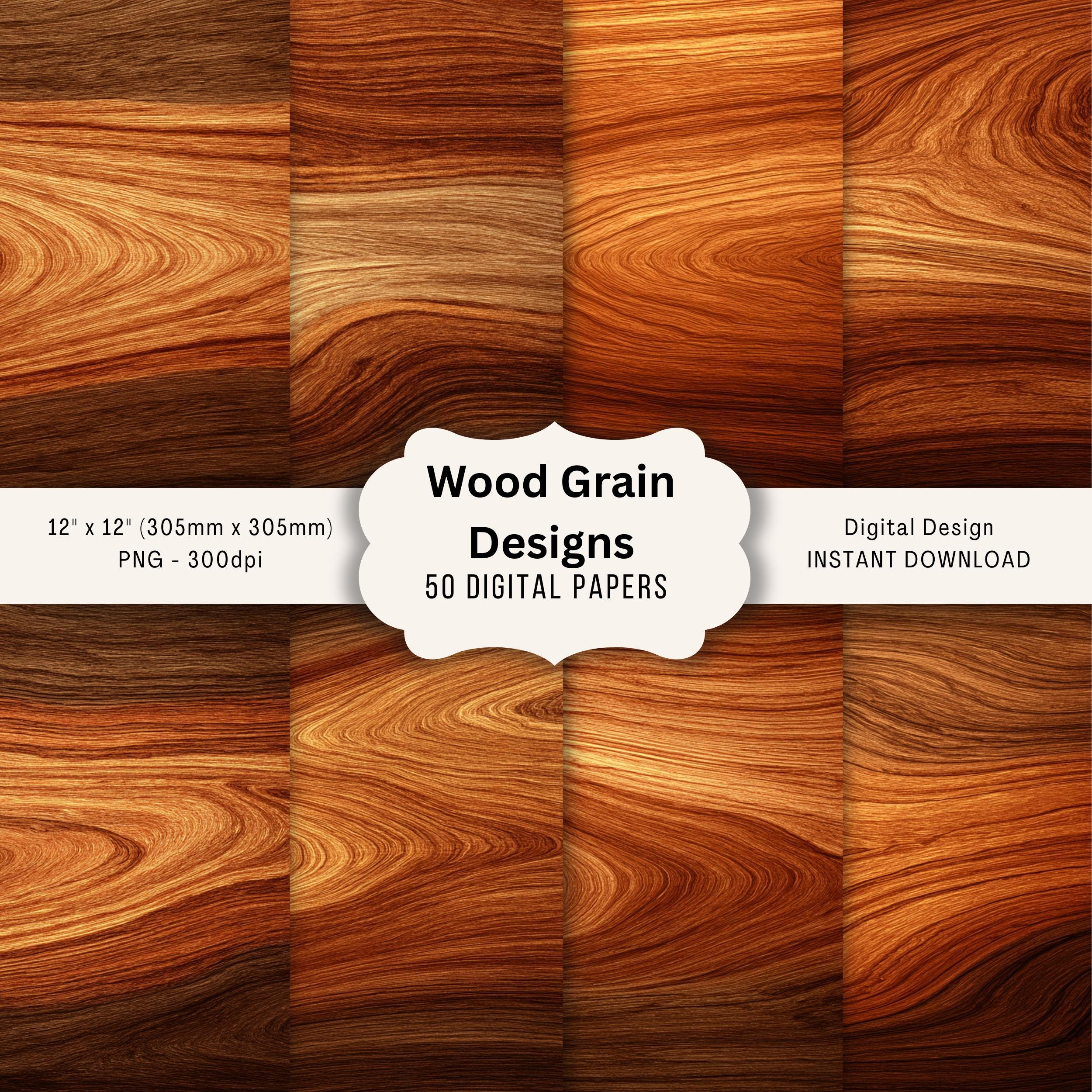 Wood Grain Digital Paper Textures - Scrapbook Backgrounds (PNG, 50 ...