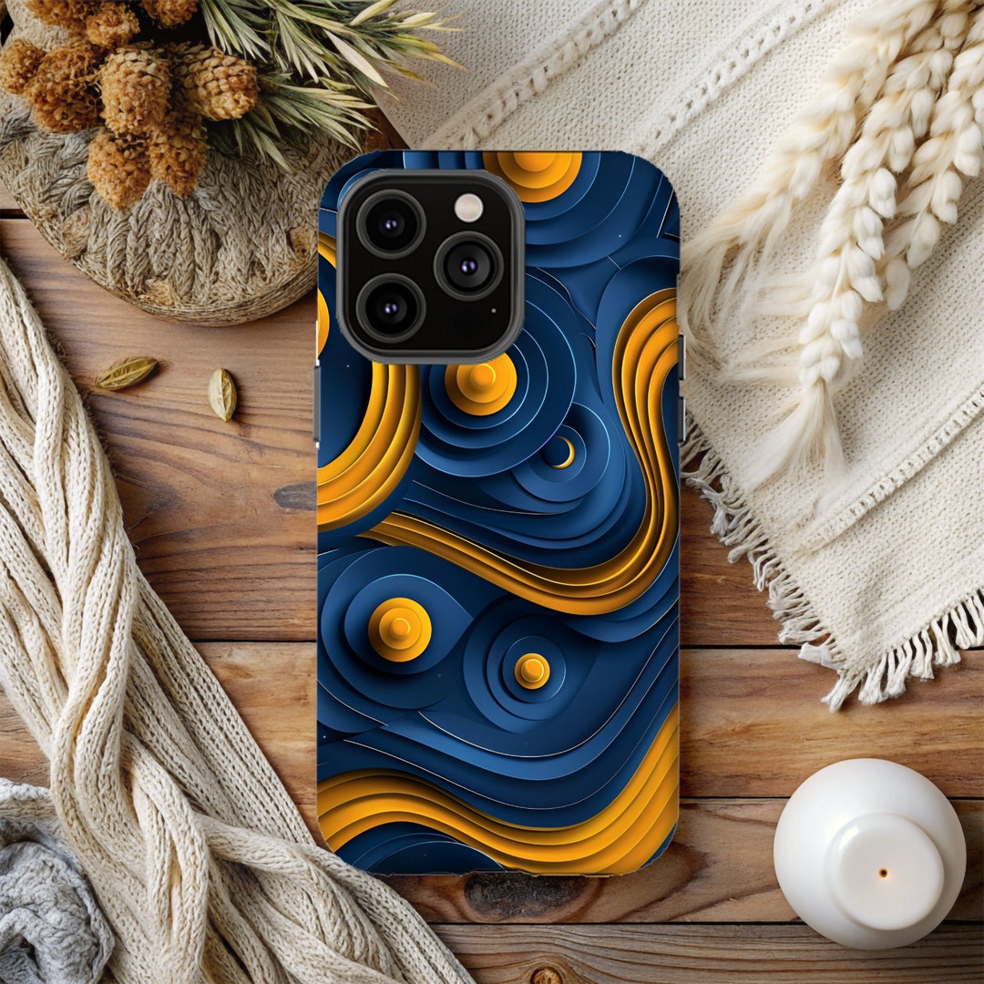 Blue and Yellow Pattern Themed Phone Case Trendy Phone Case for iPhone ...