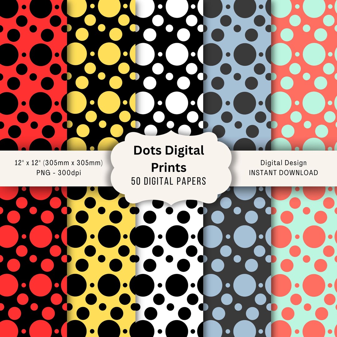 Polka Dot Digital Paper Set – Pastel & Bold Colors (PNG, 300 DPI) - Etsy