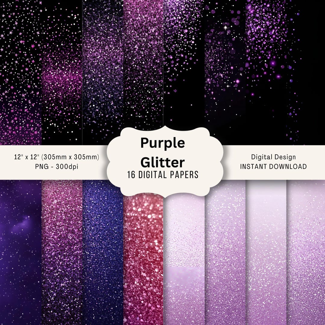 Purple Glitter Digital Paper – Sparkly Glitter Texture Background for ...