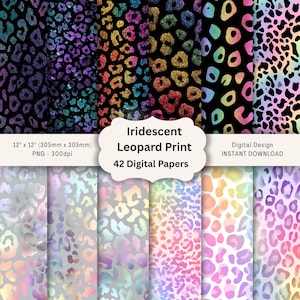 Iridescent Leopard Print Digital Paper – Rainbow Cheetah Skin ...