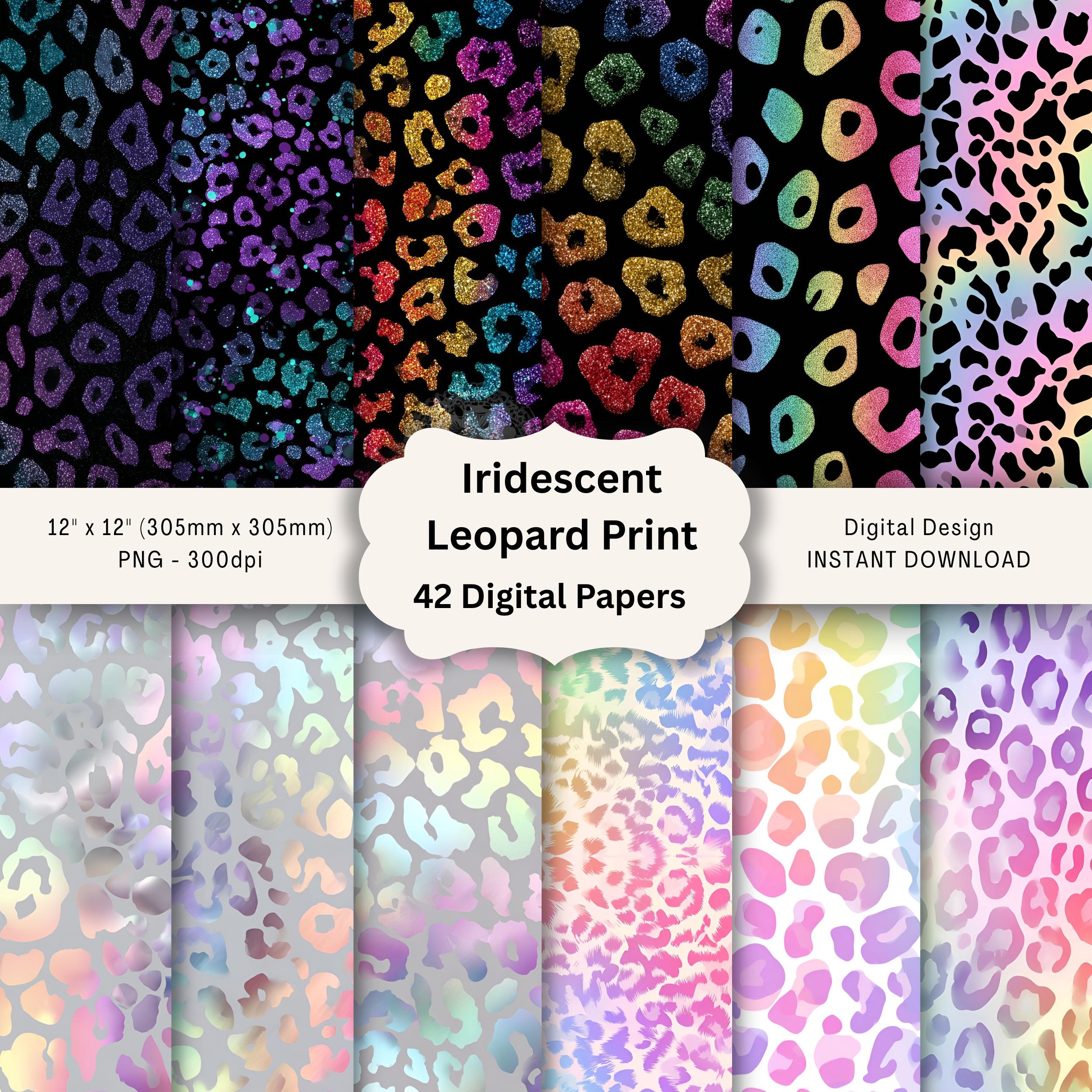 Iridescent Leopard Print Digital Paper - 42 PNG Files (digital Download ...