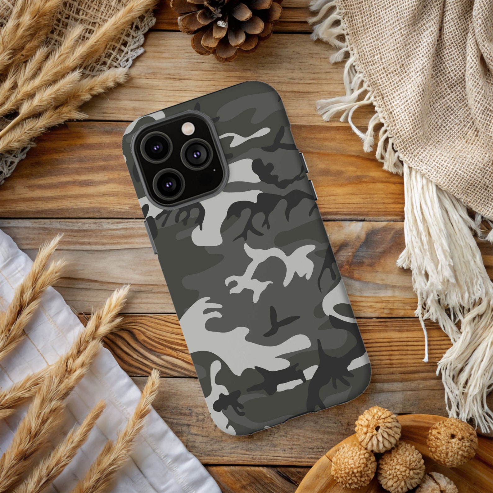 Gray Camo Themed Cool Phone Case Trendy Phone Case for iPhone 16 15 14 ...