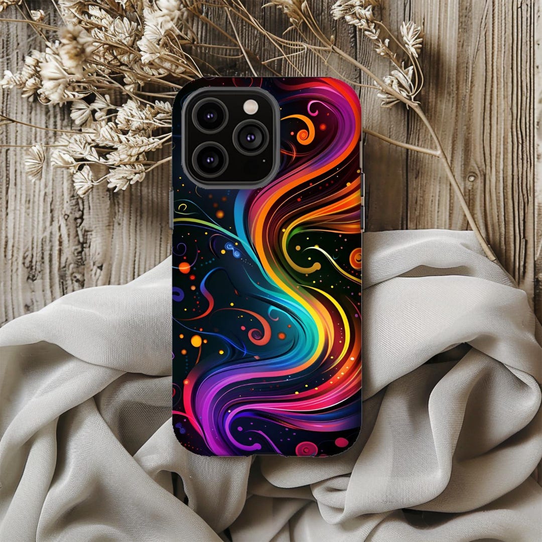 Rainbow Swirl Phone Case | Elegant Marble Phone Case for iPhone 16 15 ...