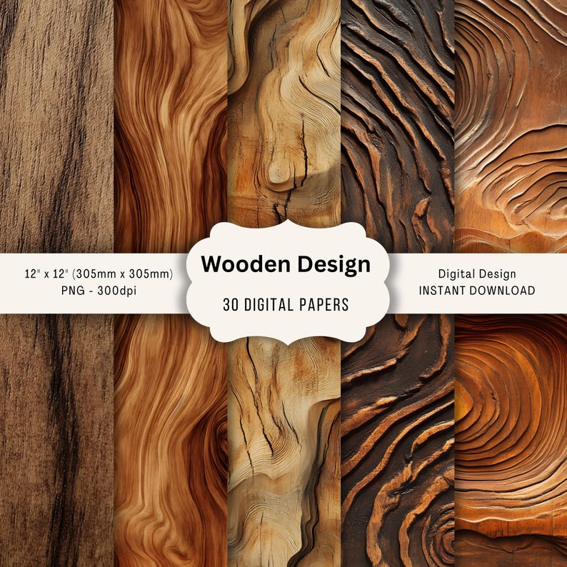 Wood Grain Textures - Seamless Light and Dark Natural Wood Digital ...