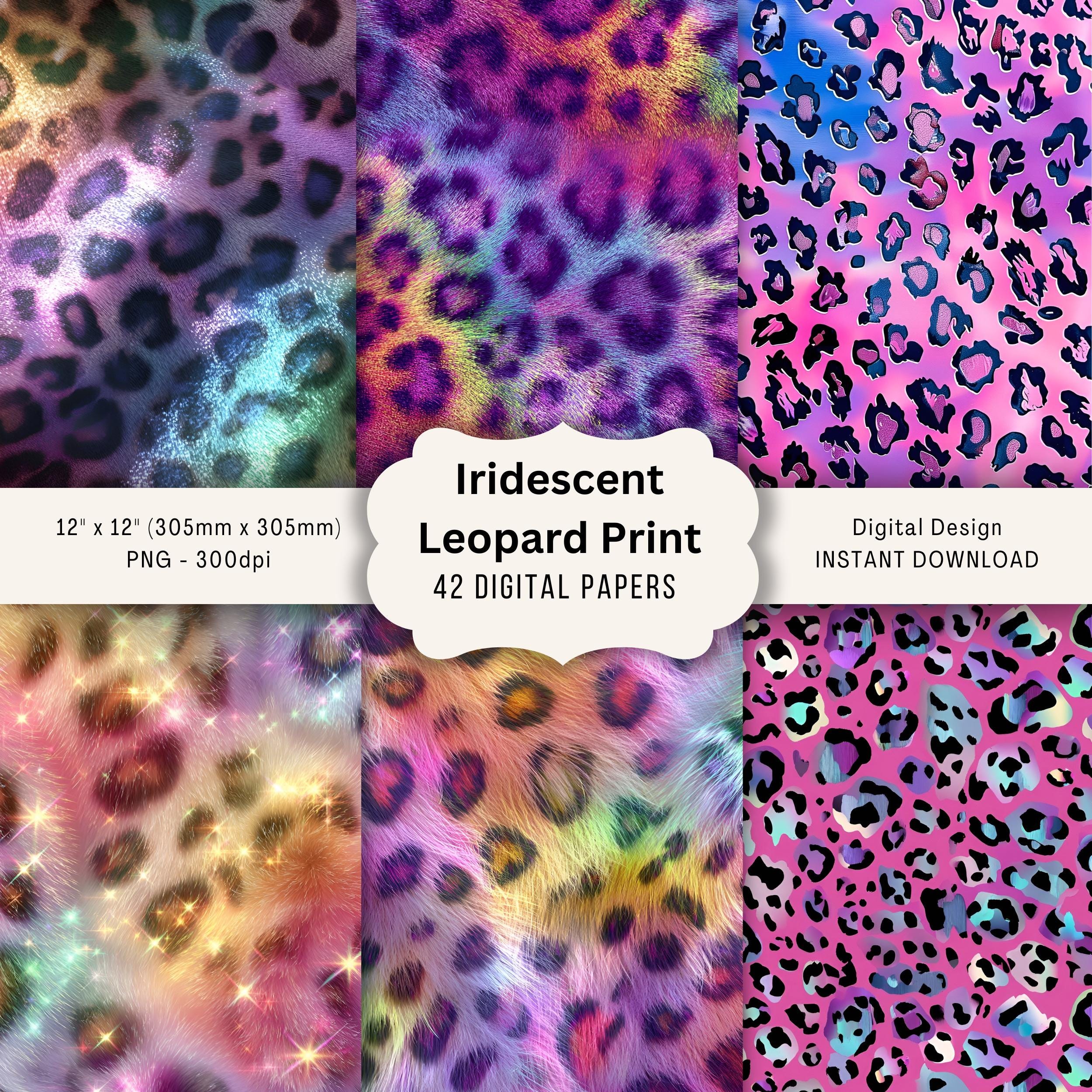 Iridescent Leopard Print Digital Paper - 42 PNG Files (digital Download ...