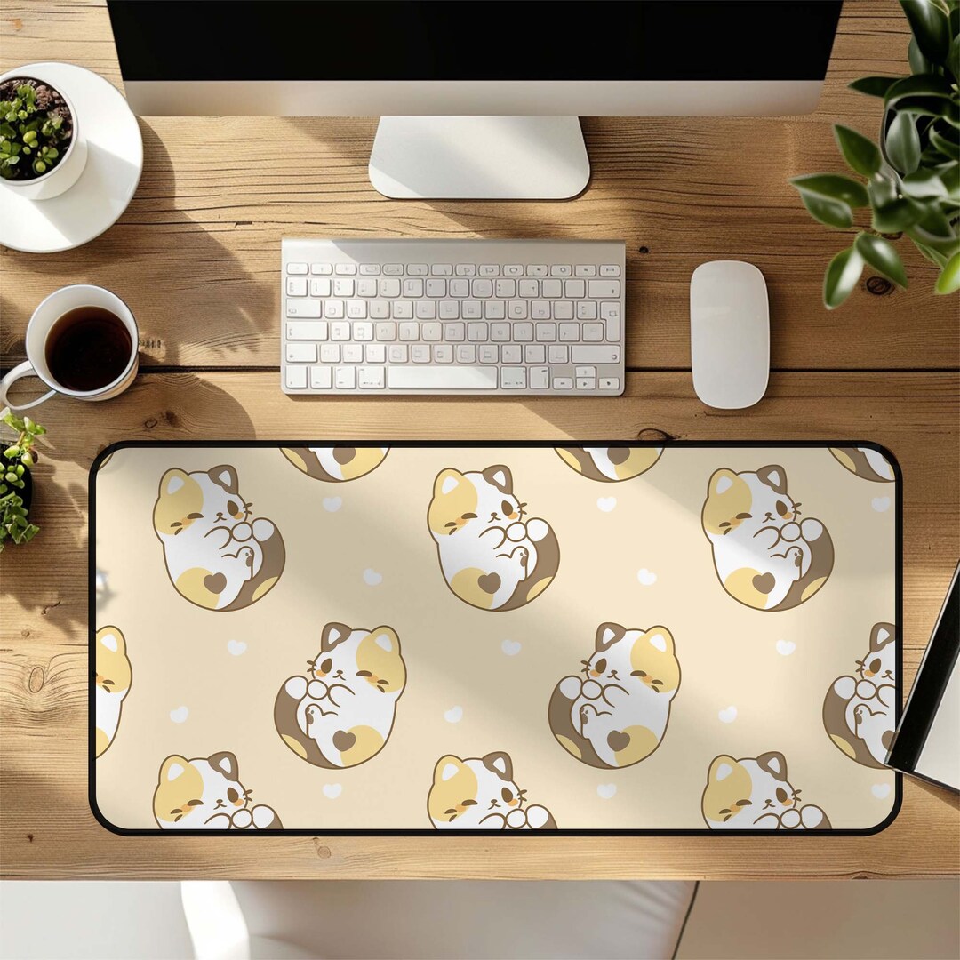 Kawaii Cats Desk Mat, Computer Desk Mat Kawaii, Kawaii Cat Mousepad ...