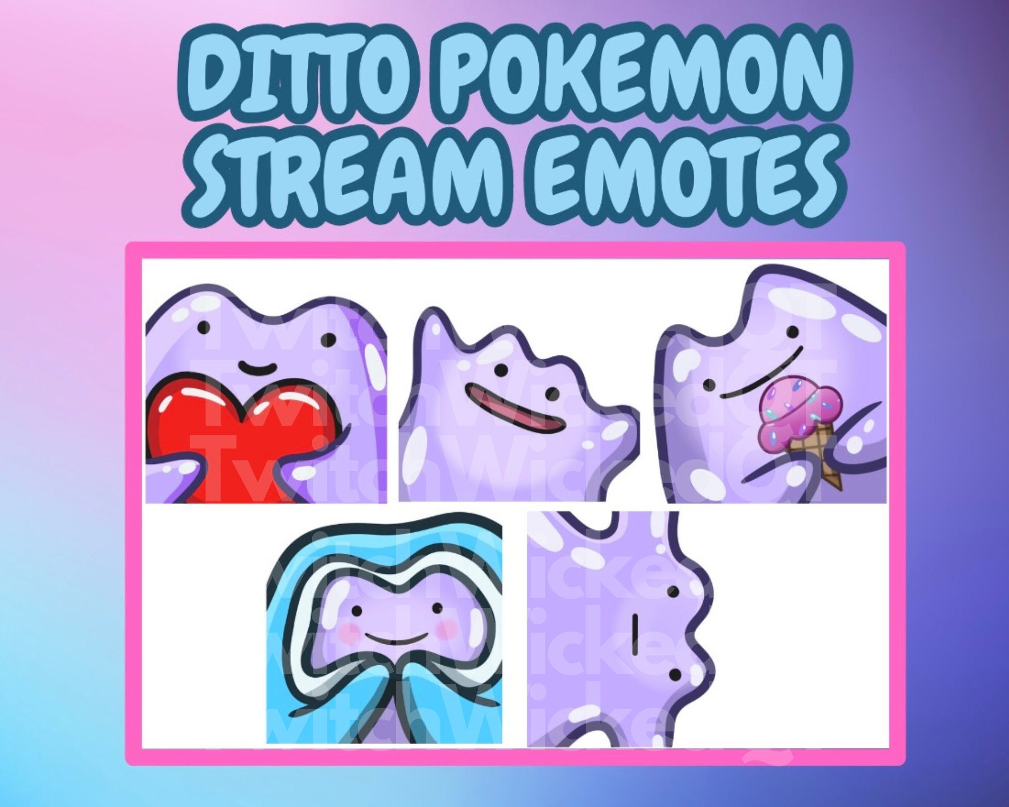 Ditto Pokemon Stream Emotes for Twitch Discord - Etsy