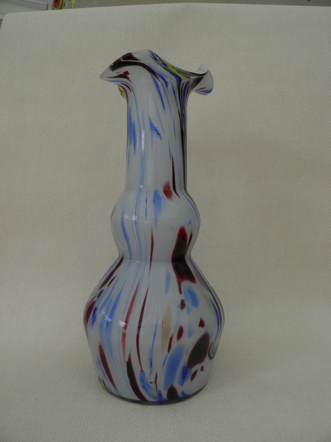 Vintage Murano Glass Vase Splatter Pattern Rose Holder White ...