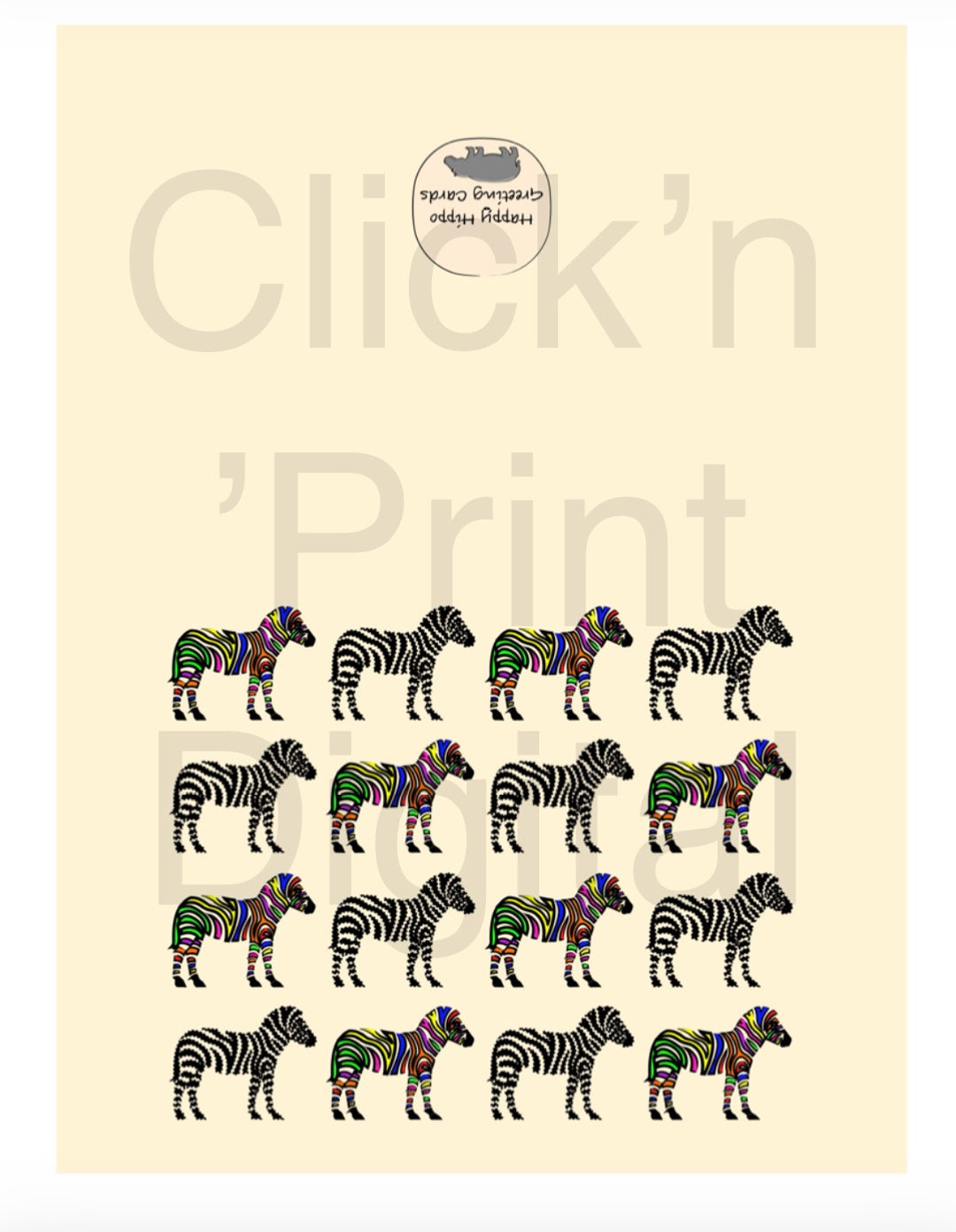 Blank Greeting Cards With Black and White Zebras and Colorful Zebras by ...