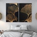 Closeup of an Art Deco, Ginkgo Leaves, SET of Two, Canvas Print, Modern ...