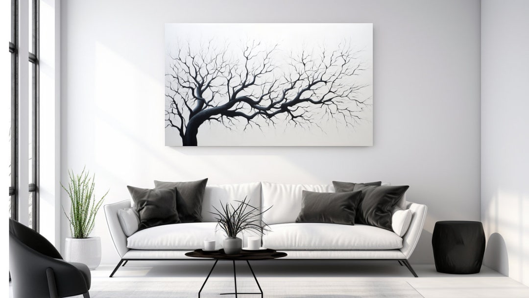 Black Abstract Tree Painting, Design, Canvas Print, Home Decor, Canvas ...