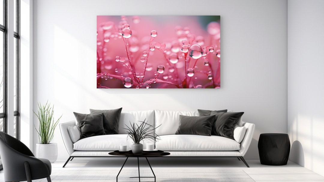Pink Dew Drops I, Design, Canvas Print, Home Decor, Canvas Wall Art ...