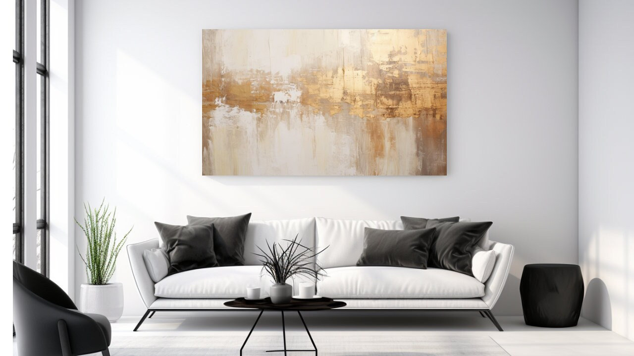 Gold Monochrome Abstraction, Canvas Print, Home Decor, Canvas Wall Art ...