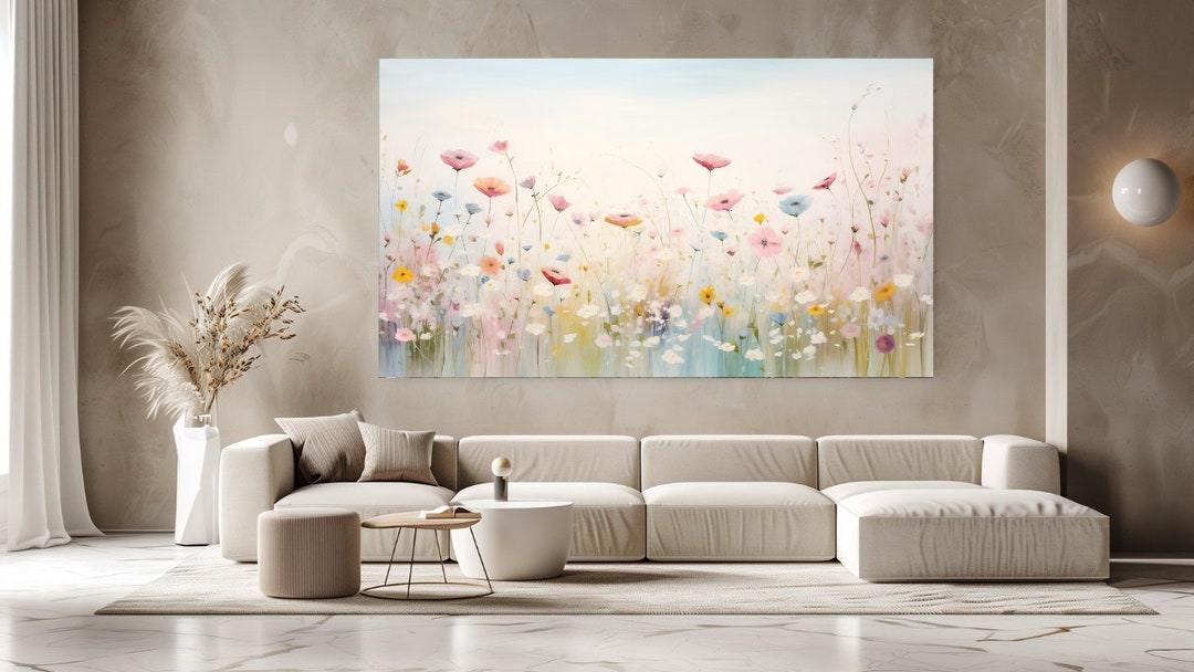 Spring Wild Flowers, Pastel Colours, Canvas Print, Home Decor, Wall Art ...