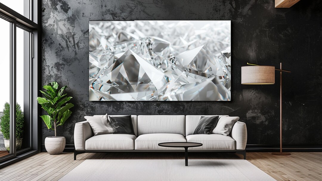 Diamond Abstraction, Silver Luxury Design, Canvas Print, Canvas Picture ...
