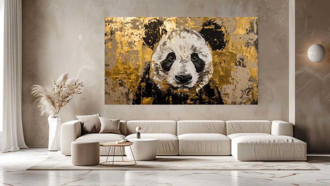 Panda Abstract Painting, Animal Canvas Print, Home Decor, Canvas Wall ...