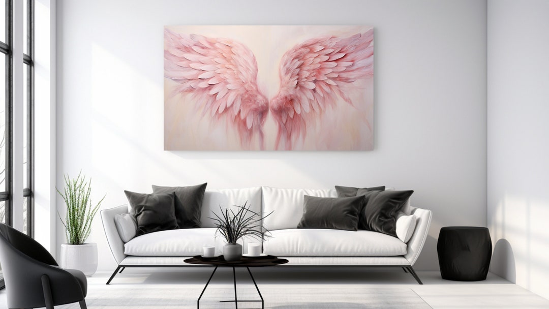 Pink Angel Wings I, Abstract Painting Design, Canvas Print, Home Decor ...