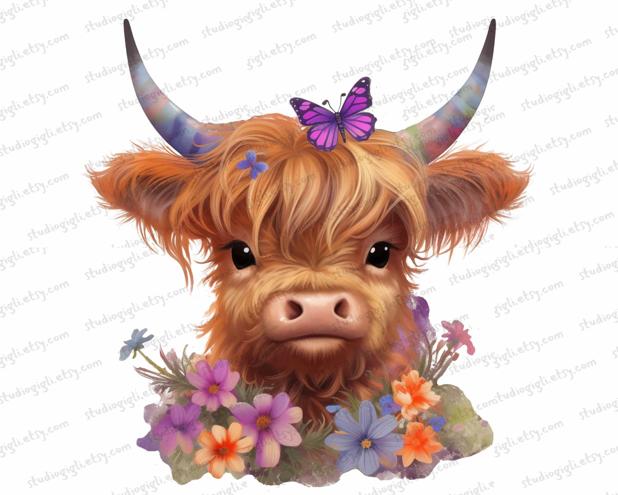 Baby Highland Cow PNG Spring Clipart Western Sublimation Design Digital ...
