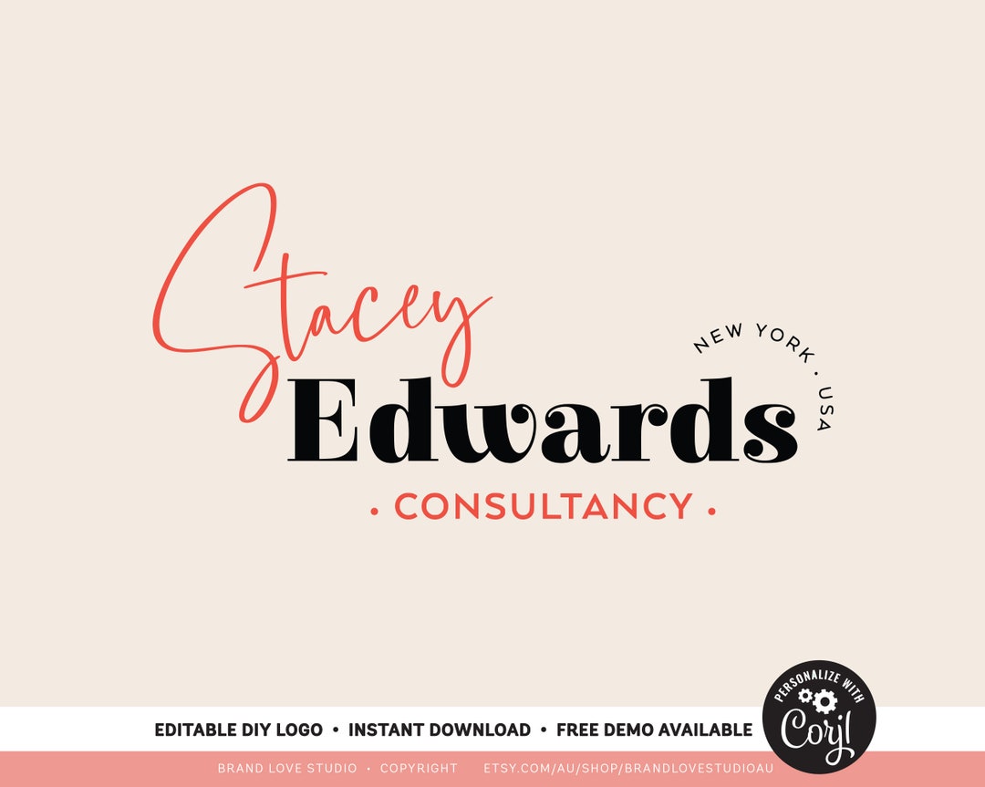 Editable Logo DIY Logo Premade Text Logo Consultant Logo Editable ...