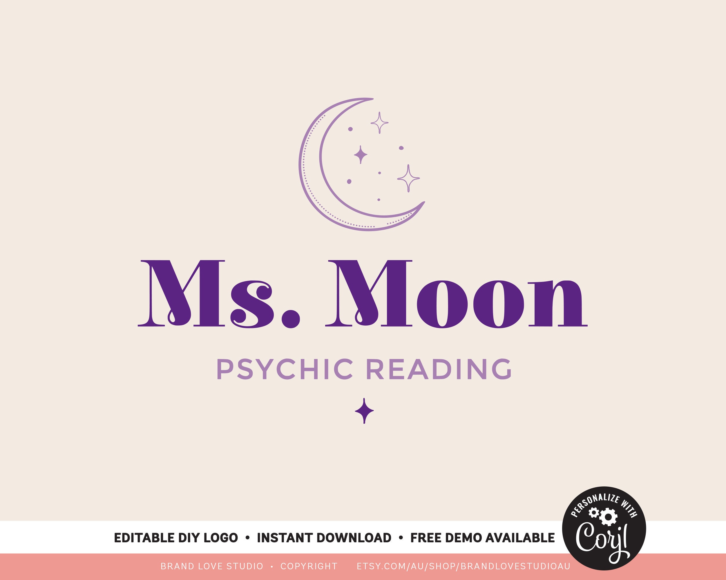 Celestial Logo, Psychic Reading Logo, Editable Logo, DIY Logo, Premade ...